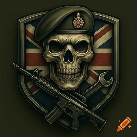 A Flaming Skull Wearing A Red Military Beret Bites A Bayonet Set