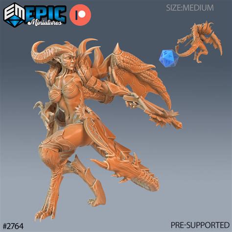 3d Printable Succubus Empress Crossbow Female Devil Magician Winged