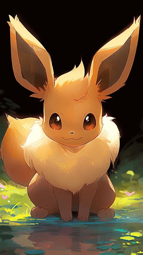 Download Adorable Eevee Night Glow Wallpaper