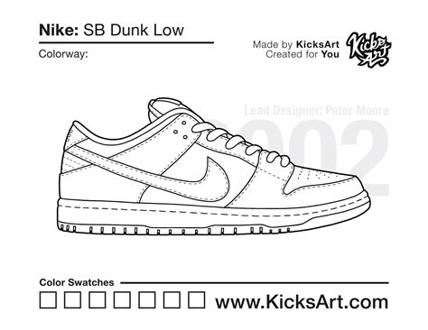 Nike Sb Dunk Low Sneaker Coloring Pages Created By Kicksart