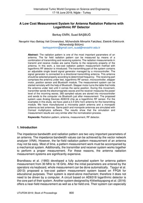 Pdf A Low Cost Measurement System For Antenna Radiation Patterns With Logarithmic Rf Detector