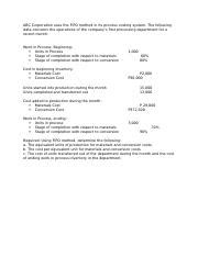 FIFO Method Sample Docx ABC Corporation Uses The FIFO Method In Its Process Costing System