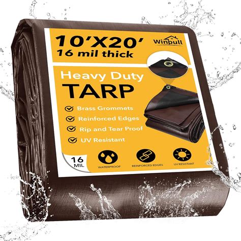 Winpull Tarp 10x20ft 16 Mil Heavy Duty Large Tarps Waterproof Tarp