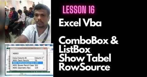 Lesson 16 Excel Vba Combobox And Listbox Show Tabel Rowsource Close