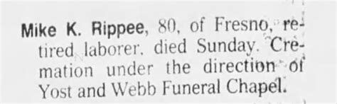 Michael K “mike” Rippee 1907 1988 Find A Grave Memorial