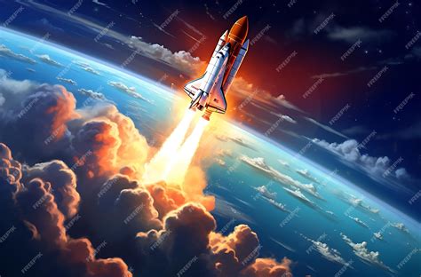 Premium Photo The Launch Of The Spacecraft Into Space Generative Ai