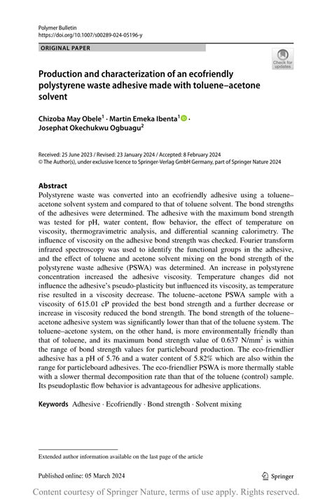 Production And Characterization Of An Ecofriendly Polystyrene Waste