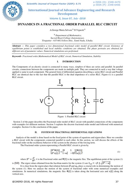 Pdf Dynamics In A Fractional Order Parallel Rlc Circuit