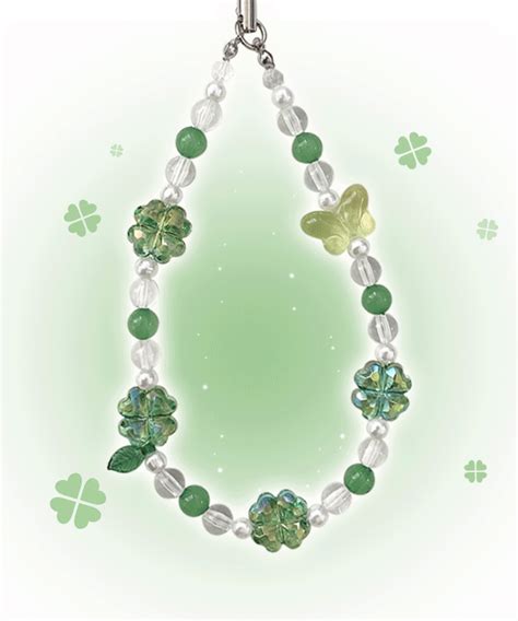 🍀당일출고🍀⁺˚clover ˚⁺ 행운 네잎 클로버 나비 행운 비즈 스트랩 키링 핸드폰 줄 수능 선물 에이블리