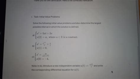 Solved Task Initial Value Problemssolve The Following