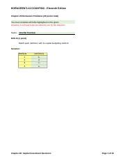 Kummer CHP Homework Problems REVISED Xlsx HORNGREN S ACCOUNTING Eleventh Edition Chapter
