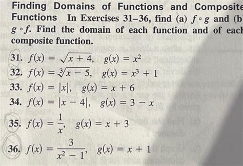 Solved Finding Domains Of Functions And Composite Functions