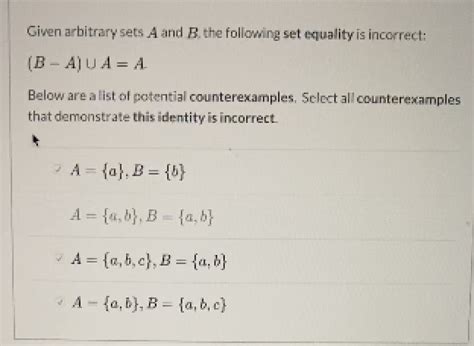 Solved Given Arbitrary Sets A And B The Following Set