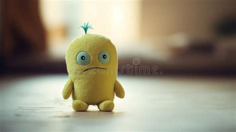 A Small Yellow Toy Sitting On A Table Ai Stock Illustration
