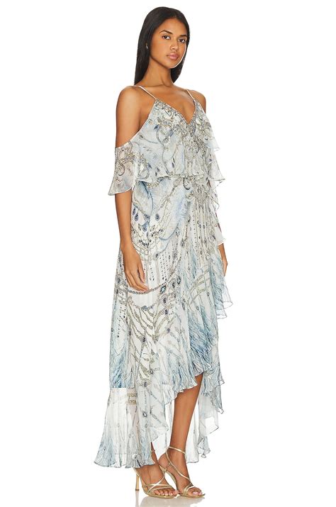 Camilla Ruffle Overlayer Wrap Dress In Moon And Back Revolve