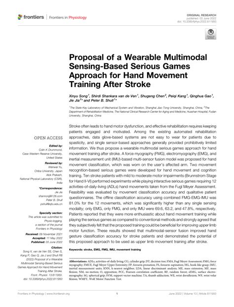 Pdf Proposal Of A Wearable Multimodal Sensing Based Serious Games Approach For Hand Movement