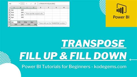 How To Transpose In Power Bi Fill Up And Fill Down In Power Bi