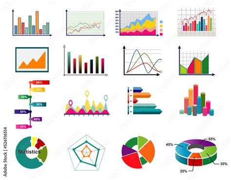 statistic diagram chart colorful diagram chart graph elements vector