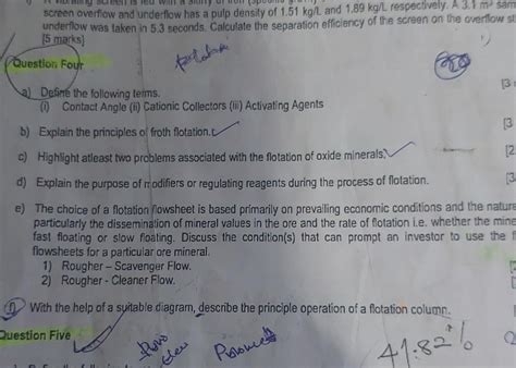 Solved Screen Overflow And Underflow Has A Pulp Density Of