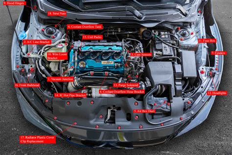Honda Civic Type R Fk8 Billet Dress Up Hardware Kit Downstar Inc