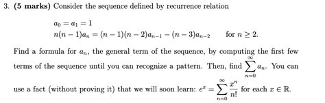solved 3 5 marks consider the sequence defined by