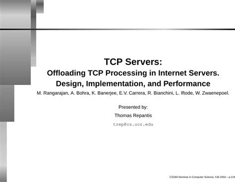 Pdf Tcp Servers Ucrbhuyancs260lecture8pdf · Introduction The Network Subsystem Is