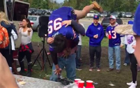 Video Bills Tailgate Gets Crazy Fan Gets Slammed Through Table