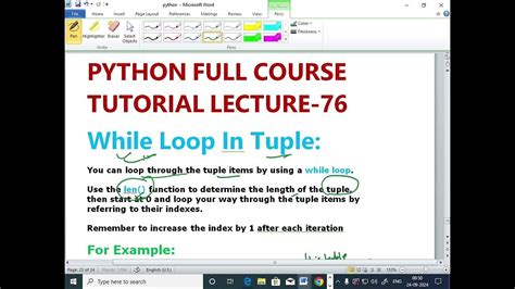 Python Lecture 76while Loop In Tupleaccess Tuple Elements Indexing