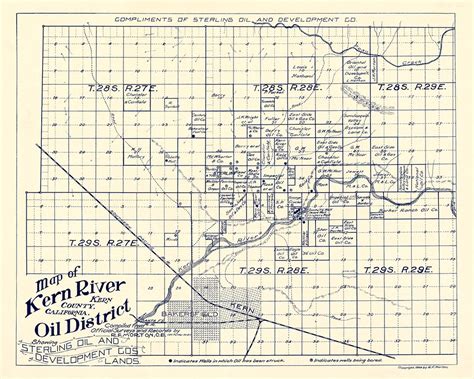1899 Map Of Kern River Oil District Kern County California Etsy