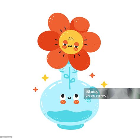 꽃 캐릭터와 귀여운 행복 봉 벡터 핸드 그린 만화 가와이 캐릭터 일러스트 아이콘 흰색 배경에 격리 잡초 대마초 마리화나 만화 캐릭터 개념에 대한 흡연 봉 0명에 대한 스톡