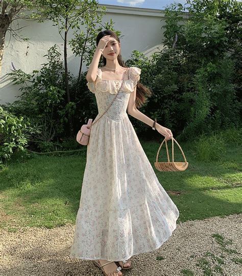 리지 플라워 롱 드레스 프렌치 플로럴 스퀘어 카라 원피스 캉캉 치마 후리아 핀턱 주름 셔링 레이스 여름 민소매 나시 러플 슬리브 호캉스 휴가 비치룩 해변룩 데이트룩 여행