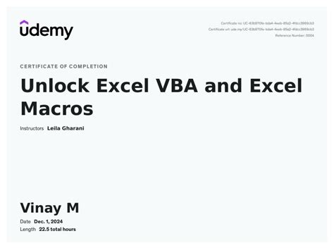 Excited To Share That I Have Successfully Completed The Excel Vba And