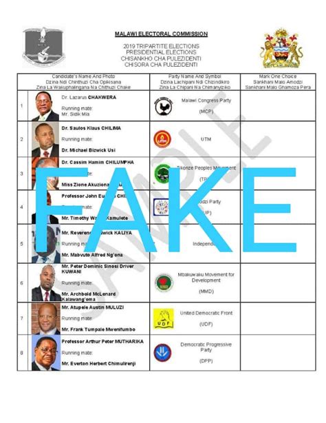 Fake Sample Ballot Paper Circulating On Social Media Mec Malawi 24