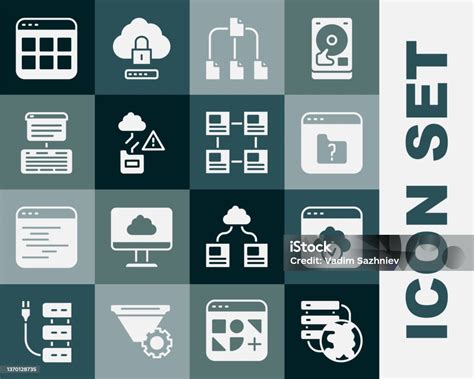 네트워크 클라우드 연결 설정 클라우드 기술 데이터 전송 파일 누락 폴더 트리 서버 데이터 웹 호스팅 브라우저 파일 및 계층 구조 기관 차트 아이콘 벡터 그리움에 대한 스톡