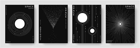 추상적 인 우주 천문학 배경 세트입니다 라인 아트 간단한 운석 행성 태양계 흑백 과학의 미래 개념입니다 표지 포스터 배너 전단지 브로셔를 위한 코스믹 미니멀 디자인 0명에