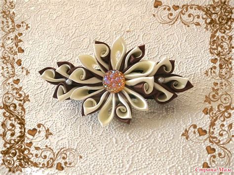 Заколка автомат канзаши, лепестки с завитком/видео-урок - Канзаши ...