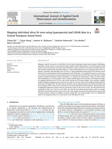 Pdf Mapping Individual Silver Fir Trees Using Hyperspectral And Lidar Data In A Central