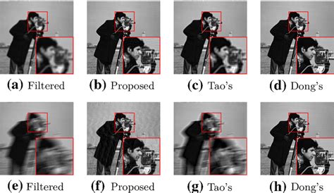 comparison results for gaussian filter top and motion blur bottom download scientific