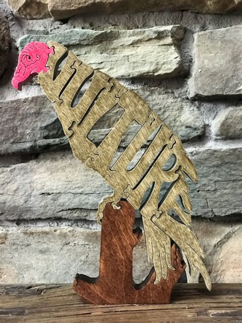 Vulture Bird Animal Puzzle Wooden Toy Hand Cut Figurine Art Etsy