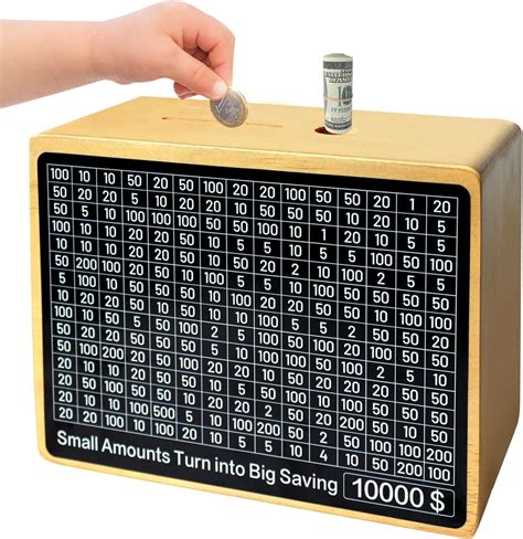 Saving Money Box Saving 10 000 Challenge Box Wooden Money