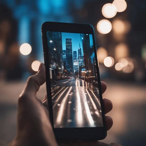 Premium Ai Image Mobile Phone Glowing In Reflection Glass Generated By Ai