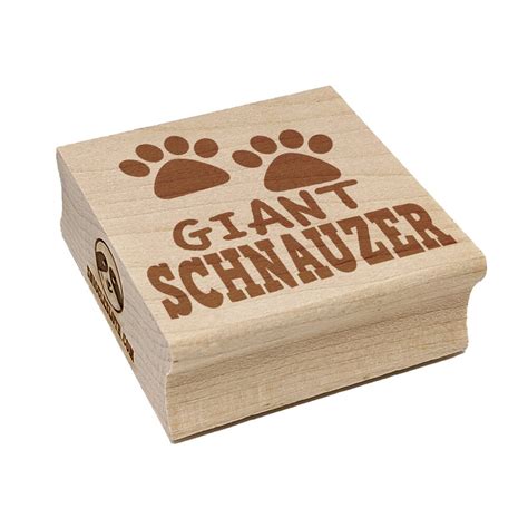 Giant Schnauzer Dog Paw Prints Fun Text Square Rubber Stamp For