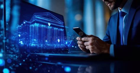 Businessman Using Mobile Device To Manage Digital Banking Interactions Stock Image Image Of