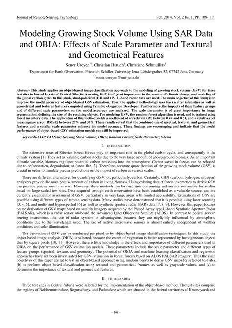 Pdf Modeling Growing Stock Volume Using Sar Data And Obia Effects Of