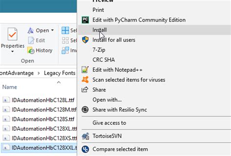 Does Package Update Include Code 128 B Fonts