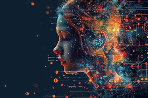 Premium Photo Artistic Representation Of A Female With A Digital Brain