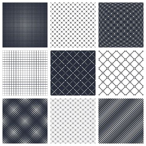 최소한의 단순한 기하학적 매끄러운 패턴 세트 선과 점이 있는 벡터 추상 배경 웹 디자인 및 인쇄용 월페이퍼 흑백 견본입니다 프리미엄 벡터