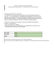 Exam1 Excel F2022 DSS 1 Xlsm BUS 324 Introduction To Business Analytics College Of Business