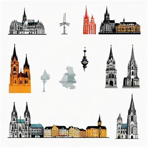 A Drawing Of A Building With A Clock Tower And A Building With A Clock On It Premium AI