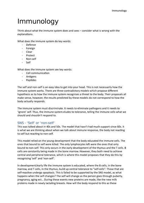 Immunology Danger Full Lecture And Revision Notes Immunology Immunology Think About What